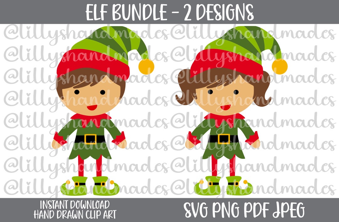 Elf Clipart Bundle, Hand Drawn Vector Graphics (svg, Png, Pdf, Jpg) - Etsy