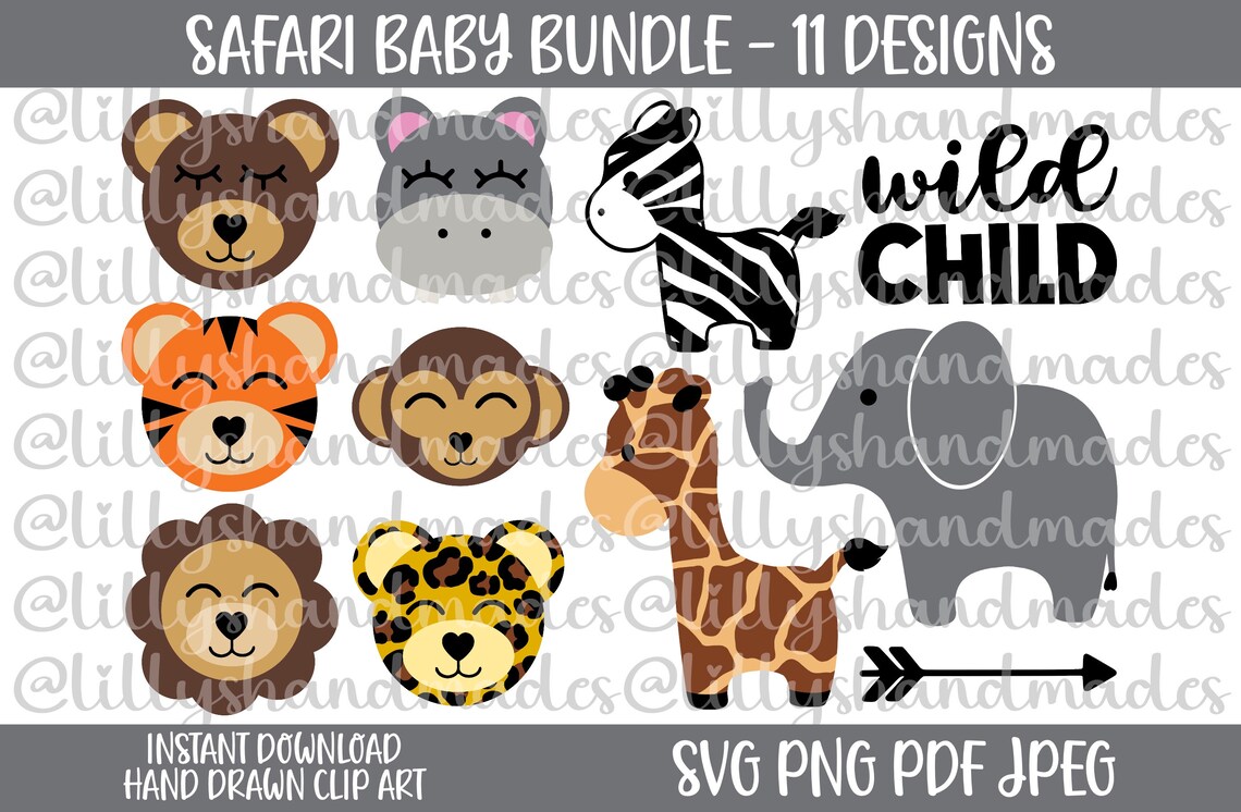 Baby Svg Safari Animals Svg Baby Clipart Wild Child Svg - Etsy