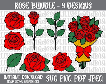 Rose spray Valentine's SVG · Rose cut file SVG · Rose and Ivy SVG ...