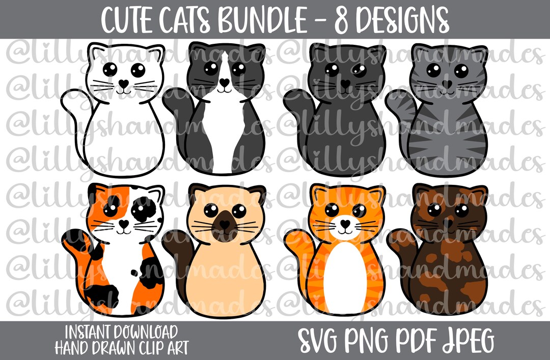 Cat Clipart Png, Cute Cat Svg Bundle, Cat Png Cat Mom Svg, Kitten Svg ...