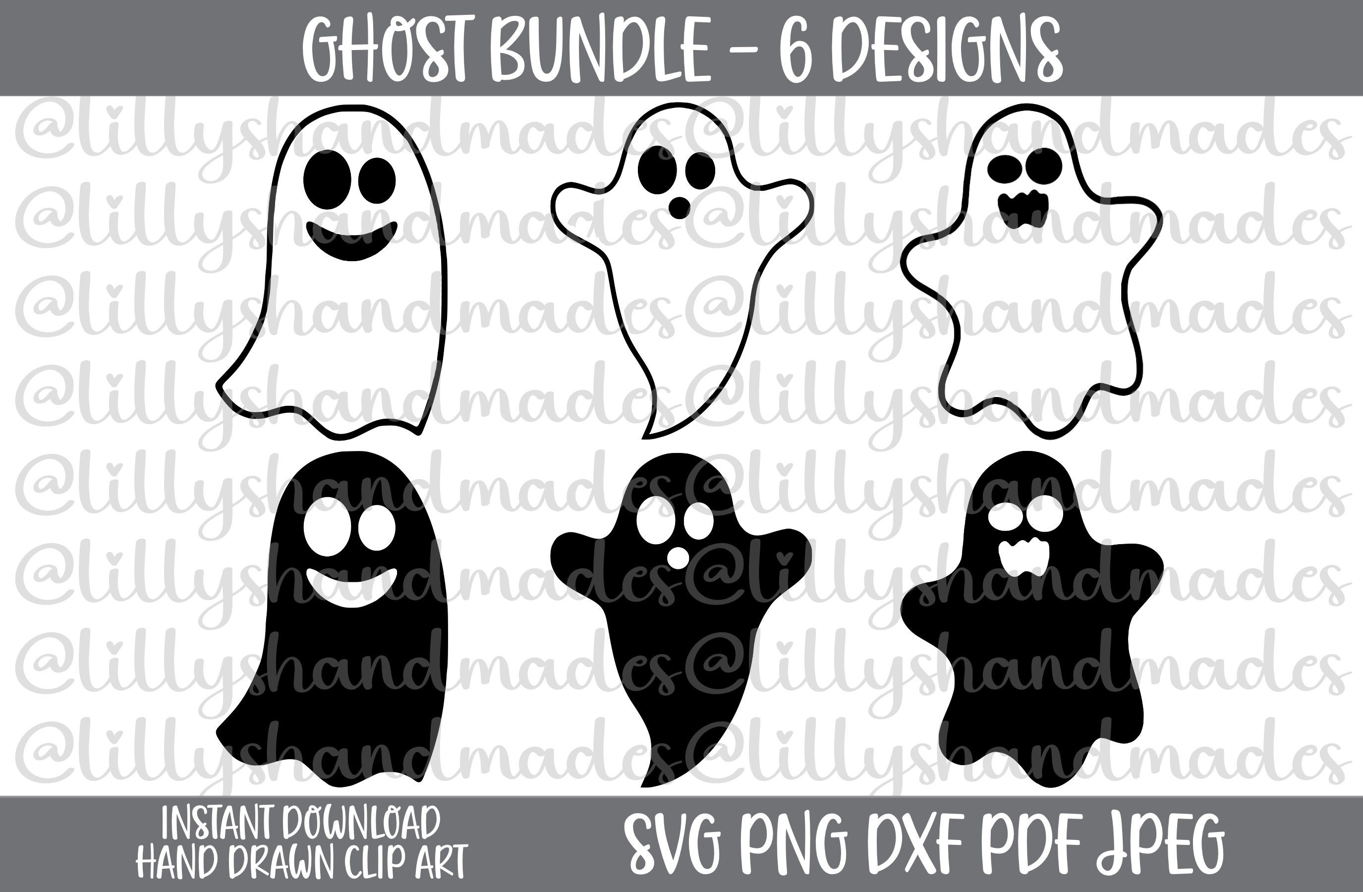 Ghost Svg Bundle, Ghost Png Bundle, Ghost Clipart, Cute Ghost Svg Files ...