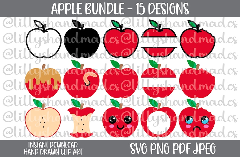 Apple Svg Bundle, Apple Png Apple Clipart, Apple Vector Apple Monogram ...