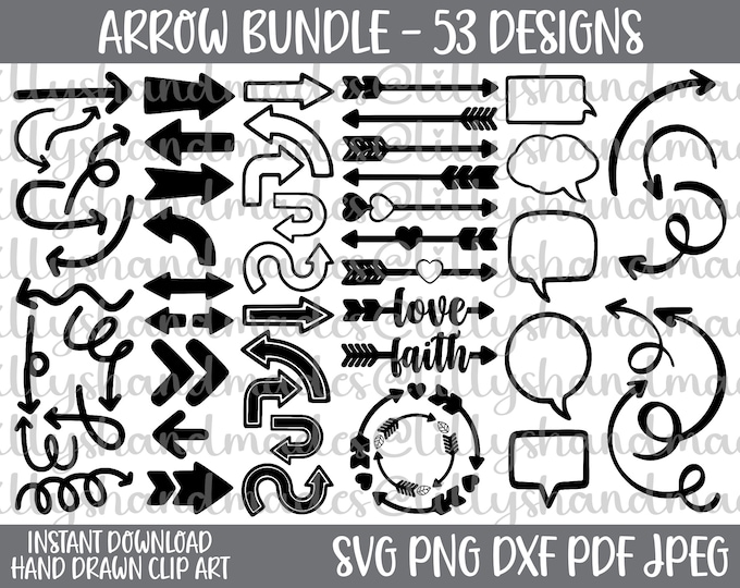 Doodle Arrows Clipart Clip Art, Hand Drawn Curly Arrows Clipart Clip ...