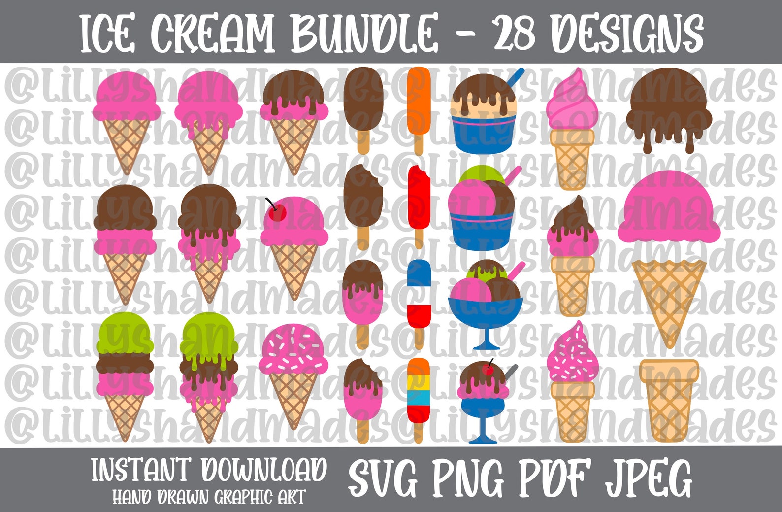 Ice Cream Svg Bundle Ice Cream Cone Svg Ice Cream Png Ice - Etsy
