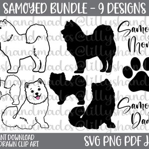 Samoyed Svg, Samoyed Png, Samoyed Clipart, Samoyed Vector, Samoyed Mom ...