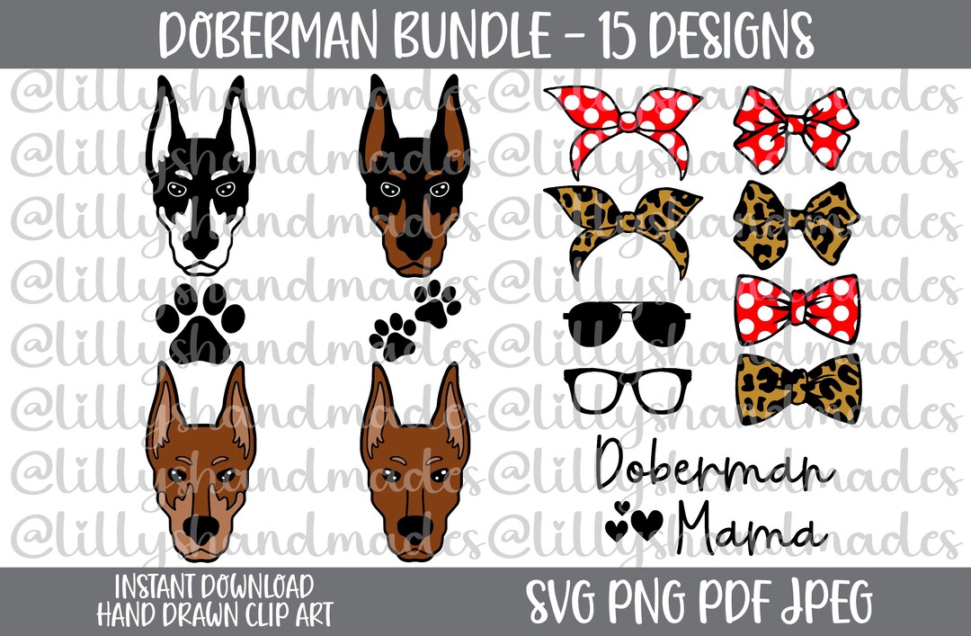 Doberman SVG PNG Bundle (digital Download) - Etsy