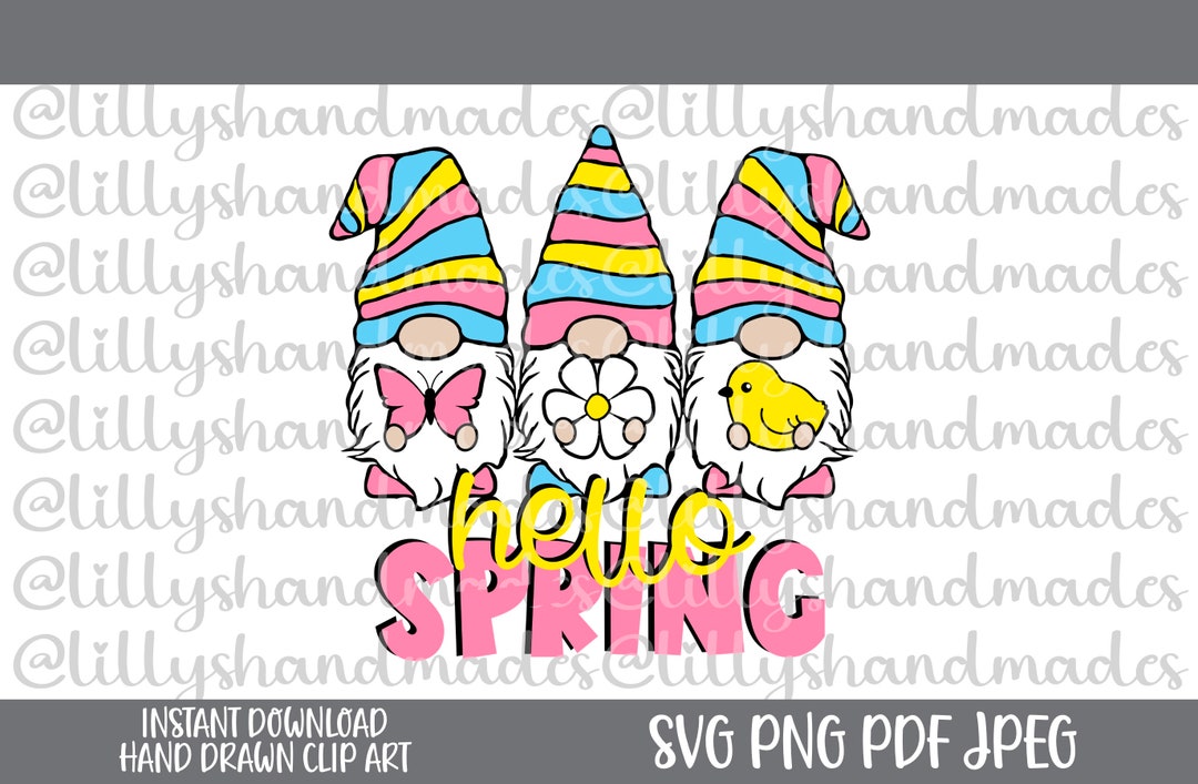 Hello Spring Gnomes SVG, Gnome PNG Clipart - Etsy