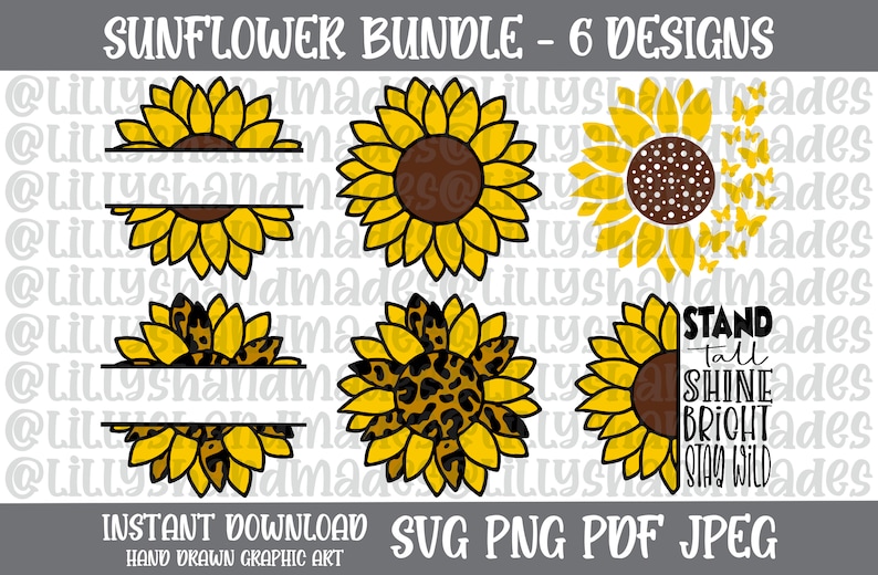 Sunflower SVG PNG Bundle (digital Download) - Etsy