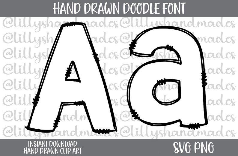 Doodle Font Svg Doodle Font Png Doodle Letters Svg Doodle - Etsy