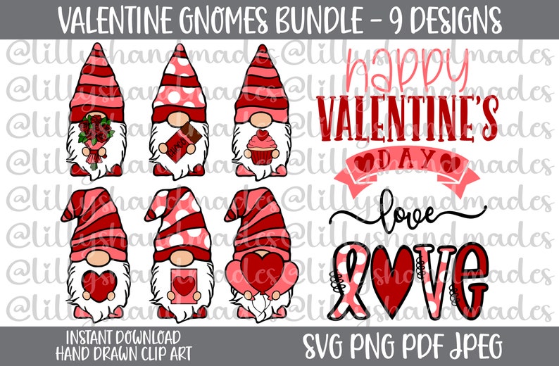 Valentine Gnomes Svg Valentine Gnome Svg Happy Valentines - Etsy