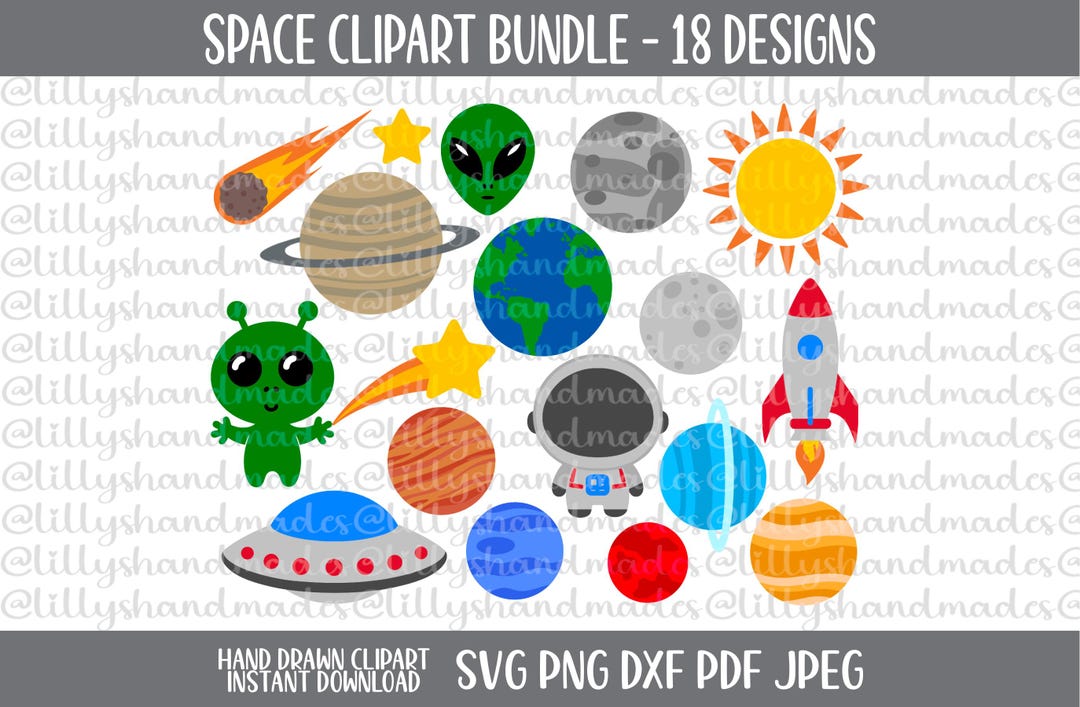 Outer Space Clipart Astronaut Svg, Planets Png Alien Svg Rocket Ship ...