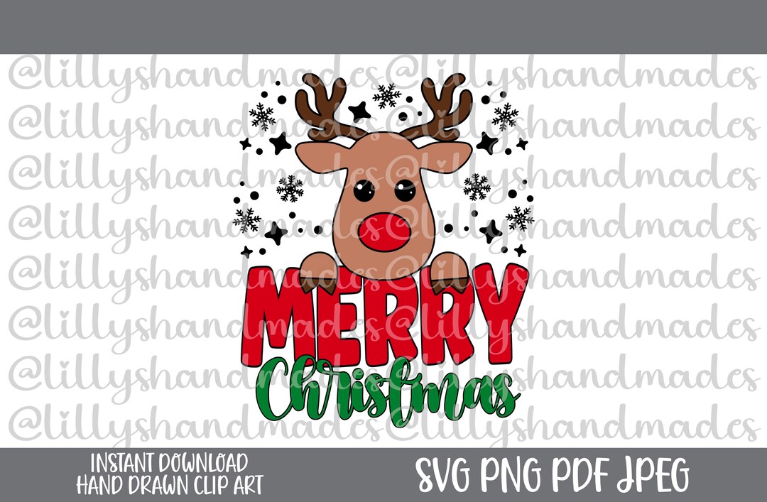 Merry Christmas Reindeer Svg, Merry Christmas Svg, Cute Reindeer Svg ...
