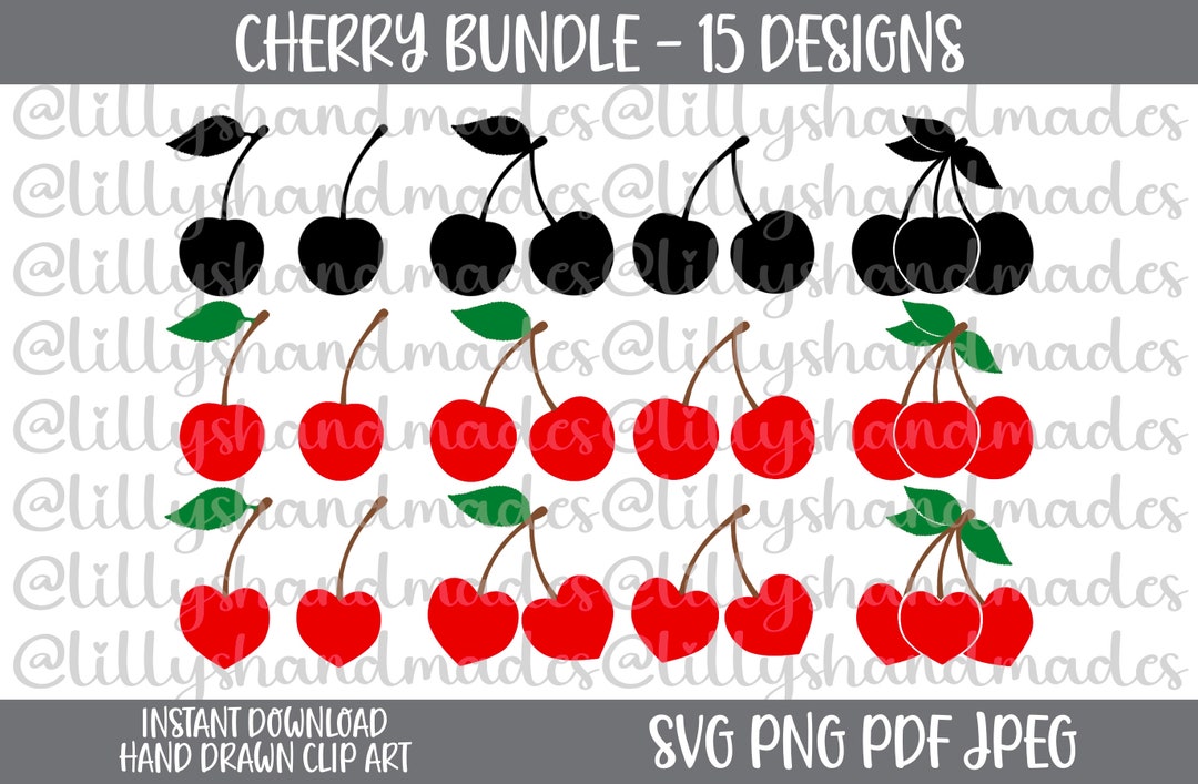 Cherry Svg Bundle, Cherry Clipart, Cherry Png, Cherries Svg, Cherries ...