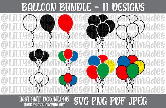 Balloons Svg Bundle Balloon Clipart Birthday Balloon Svg - Etsy Israel