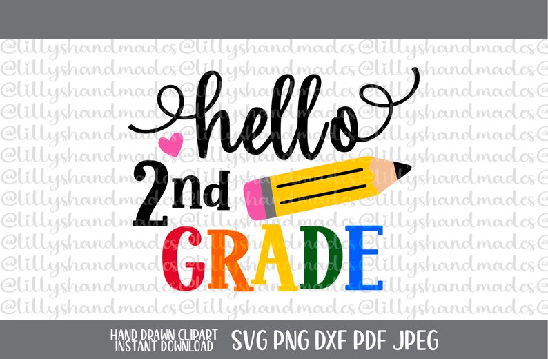Hello 2nd Grade, Back to School SVG PNG, Second Grade - Etsy