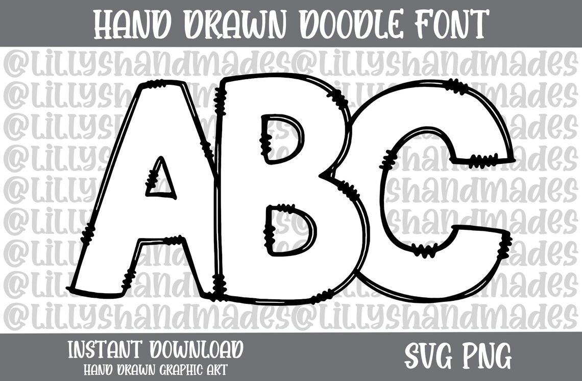 Doodle Font Svg Doodle Font Png Doodle Letters Svg Doodle - Etsy