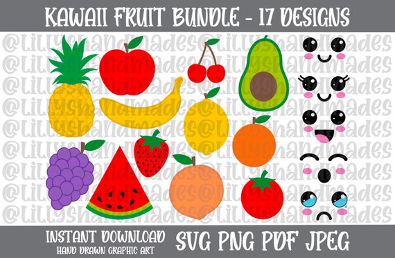 Art & Collectibles Kawaii fruit clipart Svg files for cricut Pineapple ...
