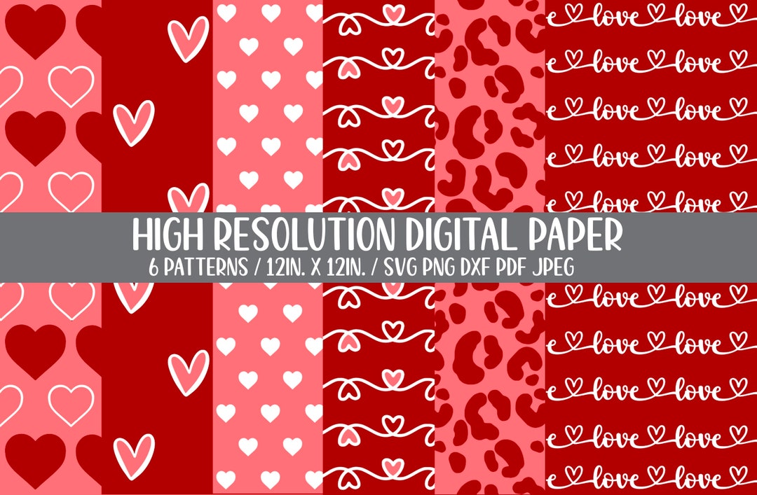 Valentine Digital Paper, Seamless Valentine Background, Love Digital ...