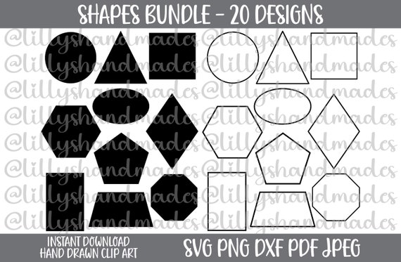 Shapes Clipart Svg Shapes Shapes Svg Bundle Basic Shapes - Etsy UK