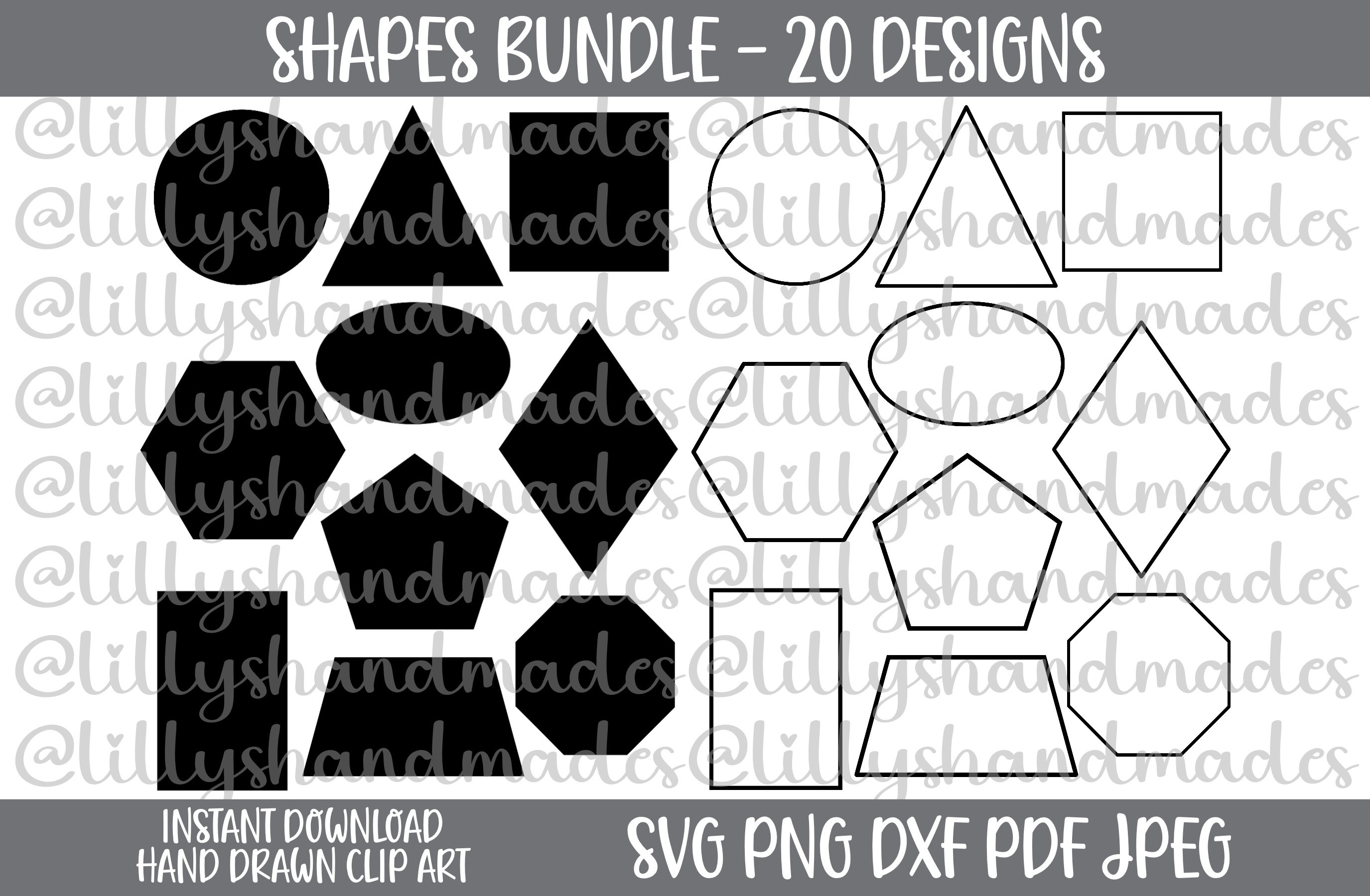 Shapes Clipart Svg Shapes Shapes Svg Bundle Basic Shapes - Etsy
