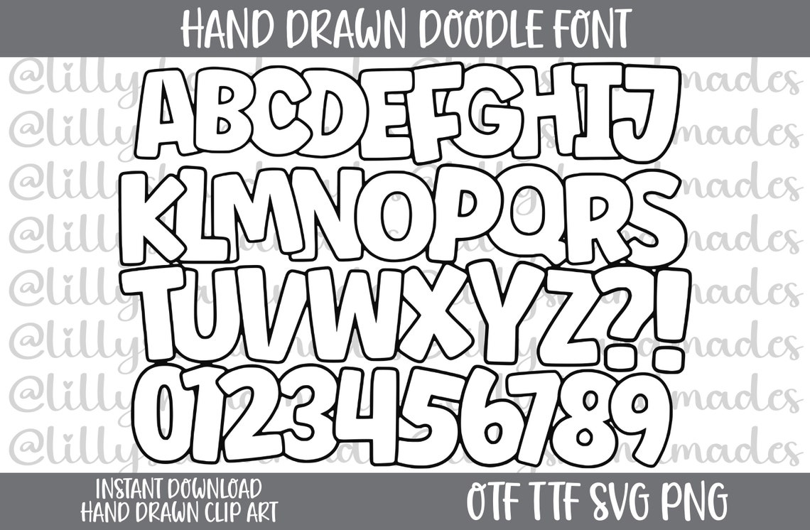 Font Svg Alphabet Svg Outline Font Svg Doodle Font Svg - Etsy