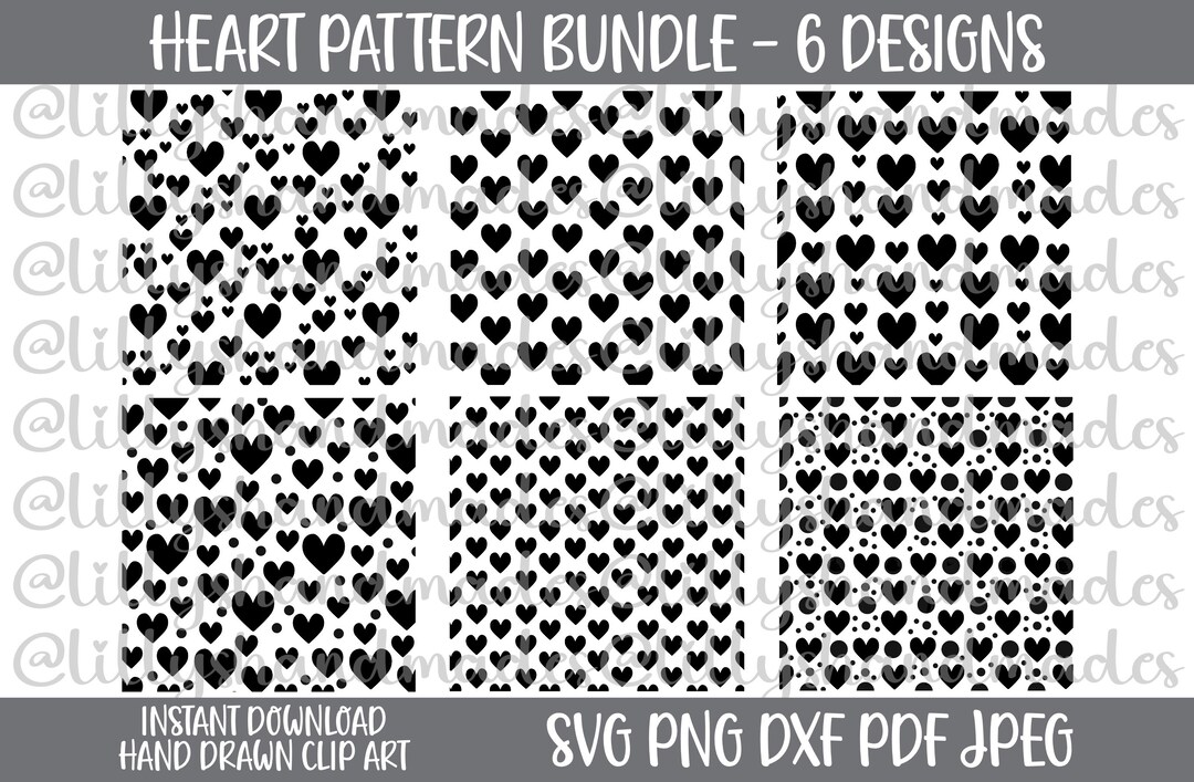Heart Pattern Svg Bundle Heart Overlay Svg, Heart Background Svg, Heart ...