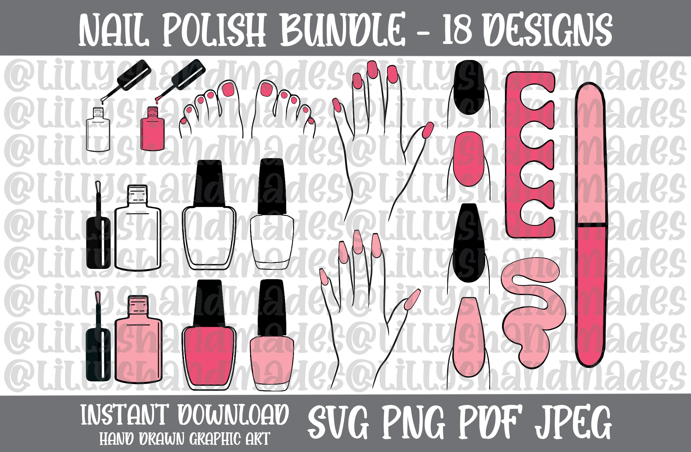 Esmalte de uñas svg Nail Tech svg Nails svg bundle Manicura | Etsy México