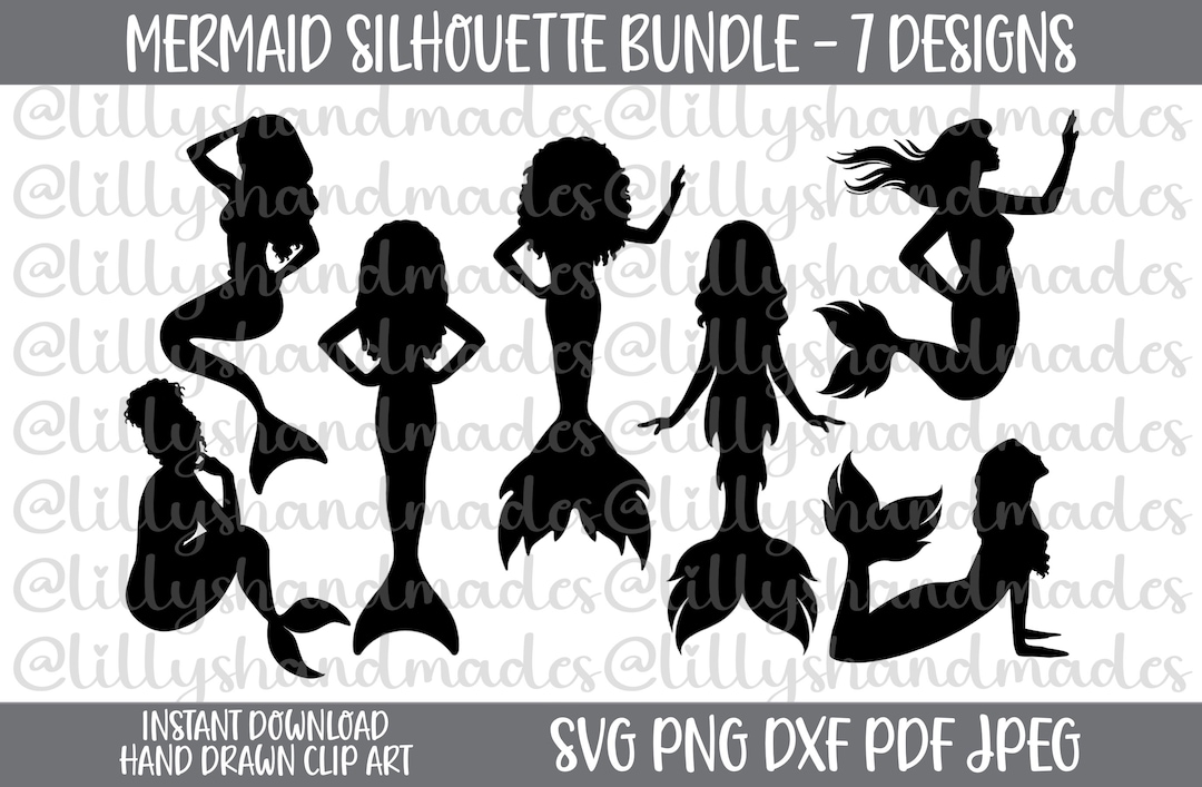 Mermaid Svg Bundle, Mermaid Clipart, Mermaid Png, Mermaid Silhouette ...
