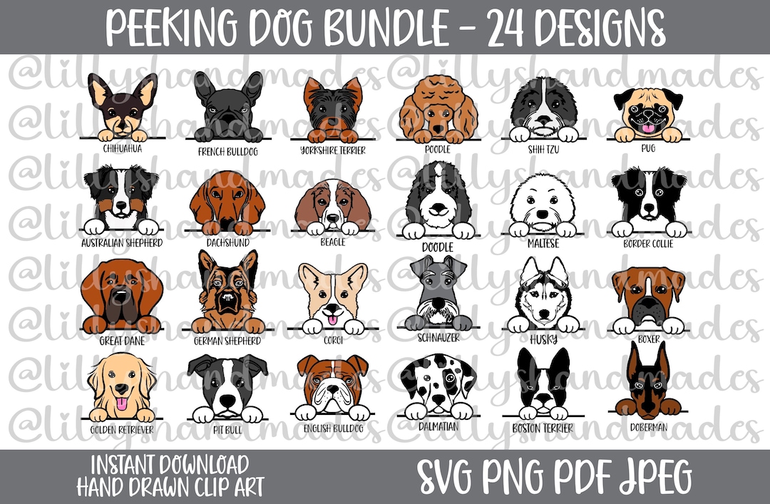 Peeking Dog Svg Bundle, Peeking Dog Png, Dog Face Svg, Dog Head Svg ...
