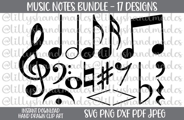 Musical Notation PNG, JPG, SVG Music Symbols Clip Art Printable Bundle ...