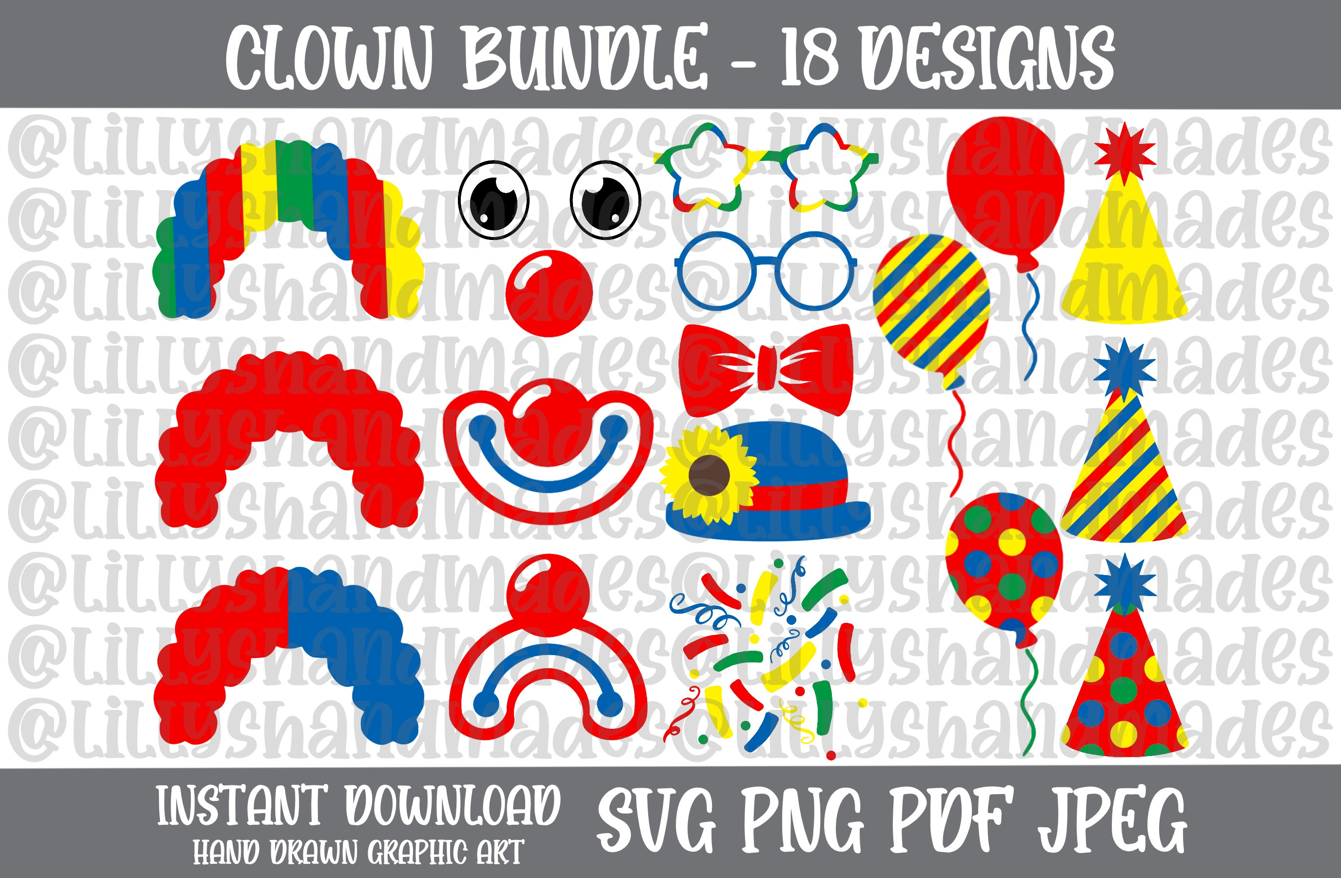 Clown Svg Clown Png Clown Clipart Clown Vector Balloon Svg | Etsy UK