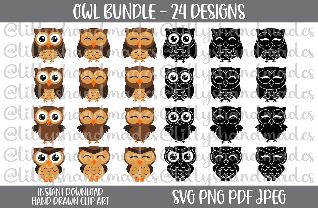 Owl Svg Bundle, Owl Clipart, Owl Png, Owl Vector, Cute Owl Svg, Owl ...