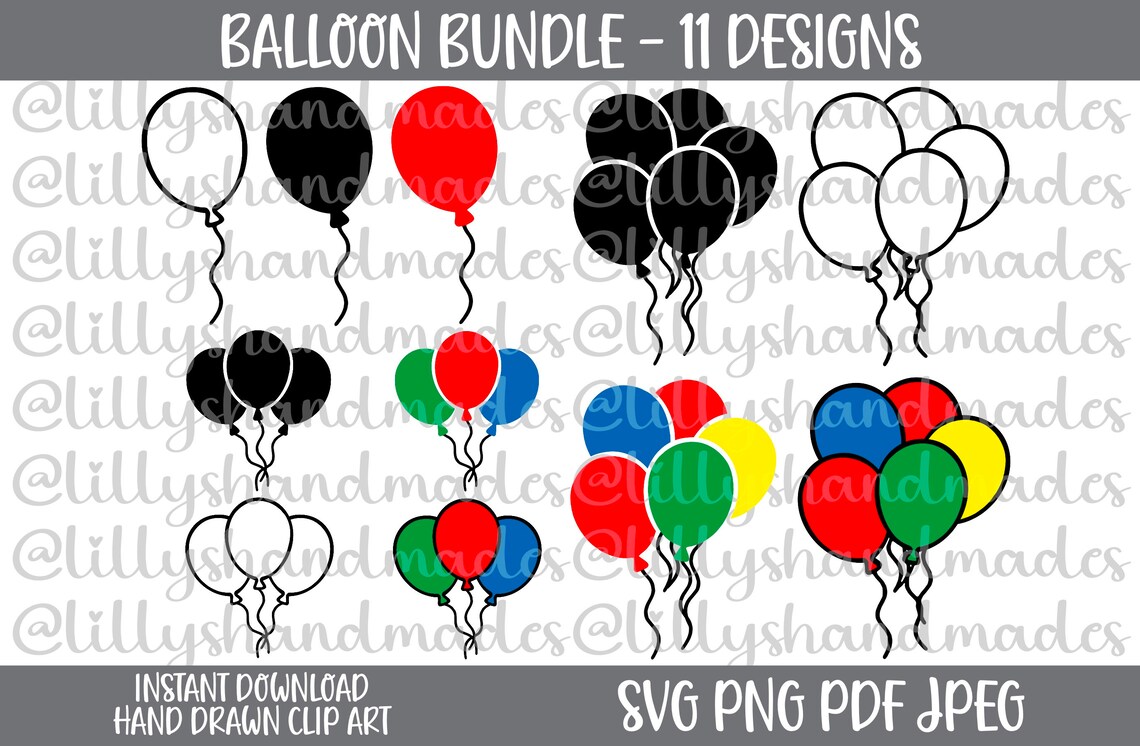 Balloons Svg Bundle Balloon Clipart Birthday Balloon Svg - Etsy