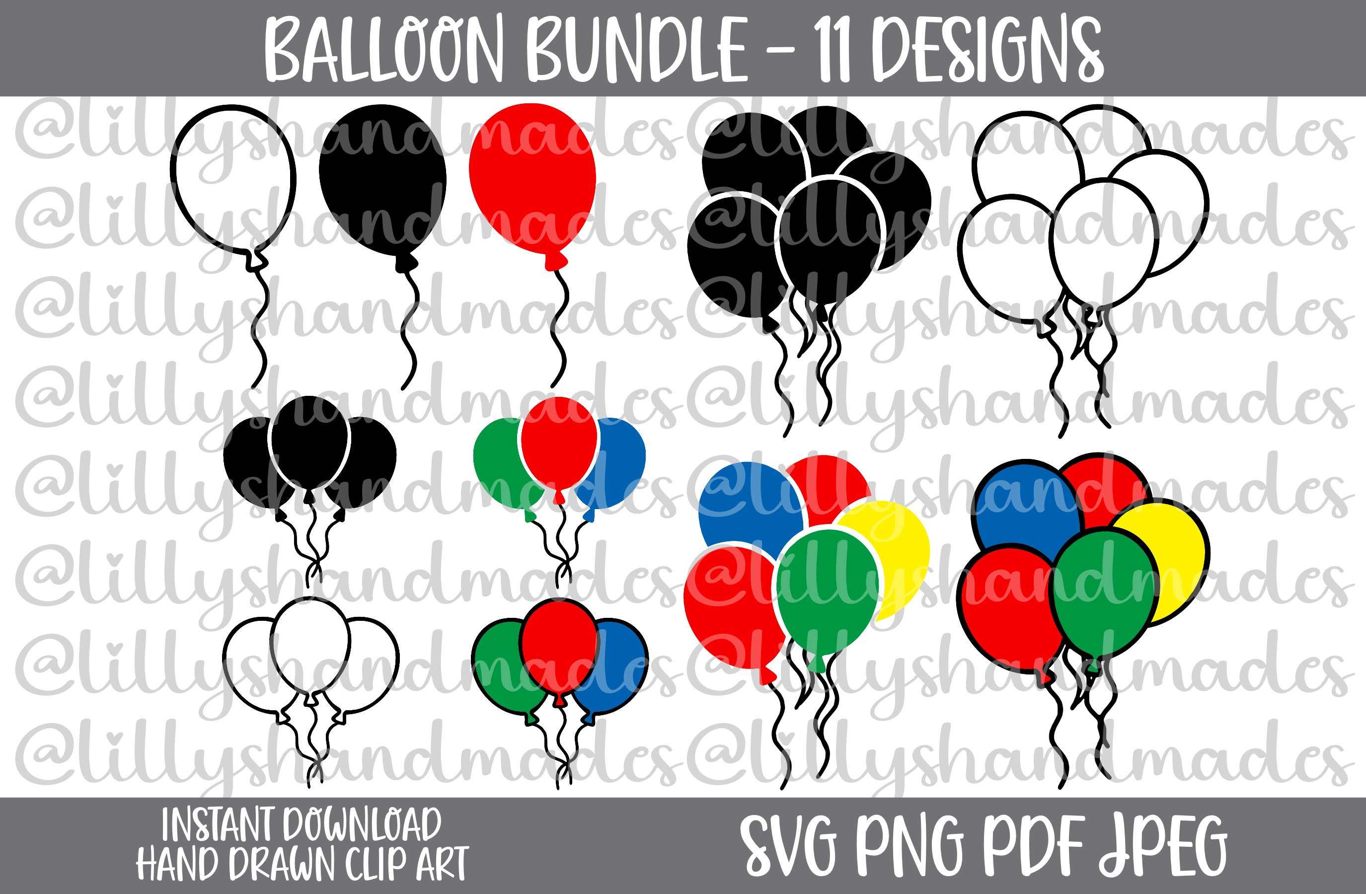 Balloons Svg Bundle Balloon Clipart Birthday Balloon Svg - Etsy
