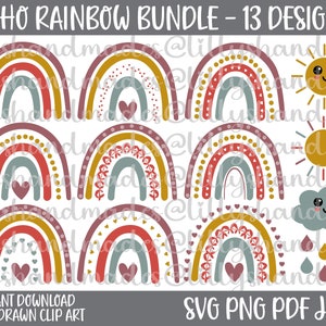 Boho Rainbow SVG Bundle, Clipart Vector (digital Download) - Etsy