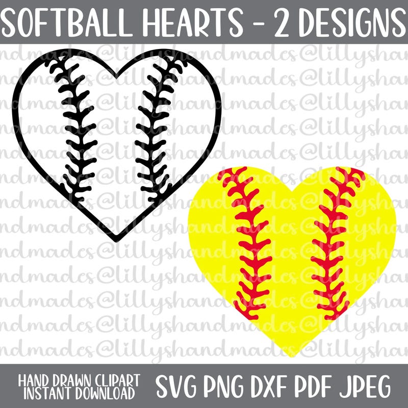 Softball Heart Svg - Etsy
