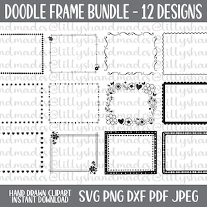 Doodle Frame Svg, Border Svg, Doodle Frame Png, Picture Frame Svg ...