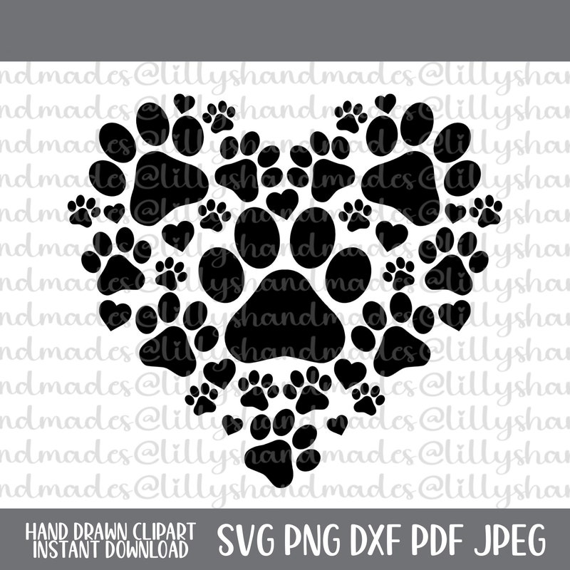 Paw Heart Svg - Etsy