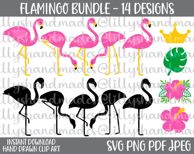 Pink Flamingo SVG, Flamingo Clipart for Tropical Summer Beach Craft ...