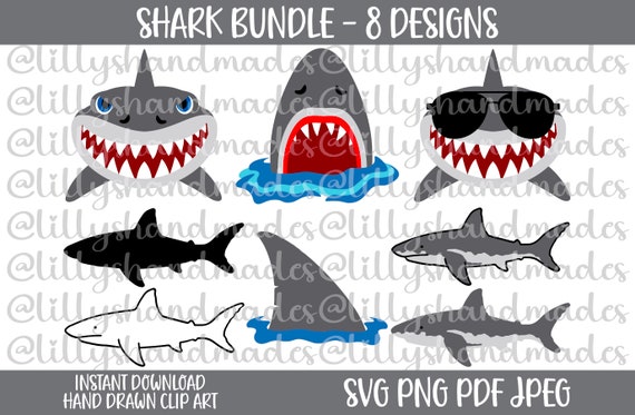 Shark Svg Bundle Shark Png Shark Clipart Shark Vector - Etsy Australia