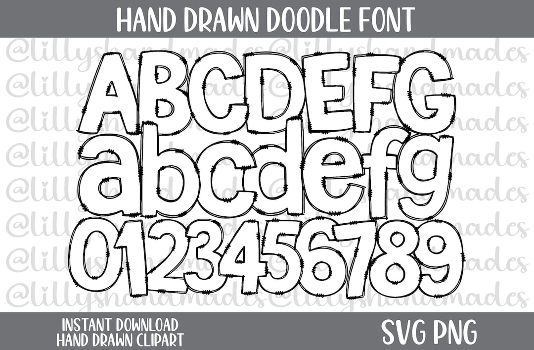 Doodle Alphabet Svg, Doodle Letters Png, Doodle Font Svg, Handwritten Font Png, Doodle Font Png ...