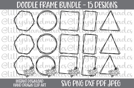 Doodle Frame Svg Bundle Floral Frame Svg Doodle Frame Png - Etsy