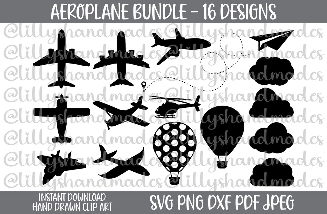 Airplane SVG Bundle, Cloud, Helicopter, 16 Designs (digital Download ...