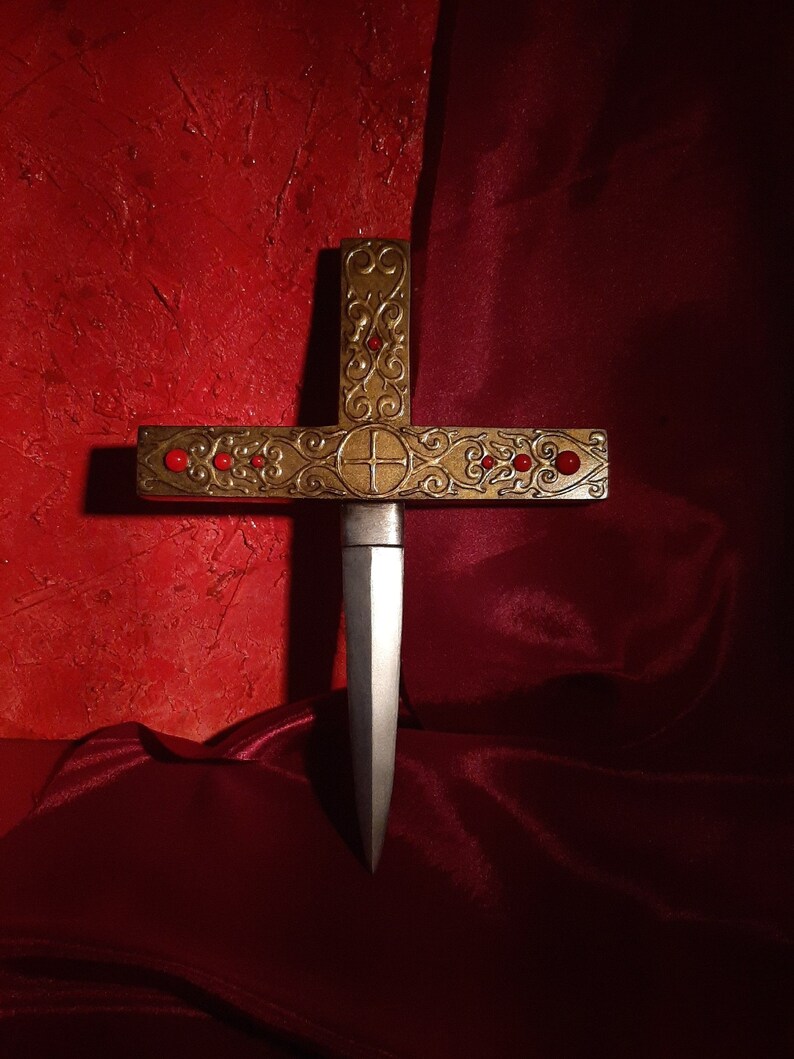 Golden Cross Dagger_ Large Cross with hidden weapon_ cosplay | Etsy