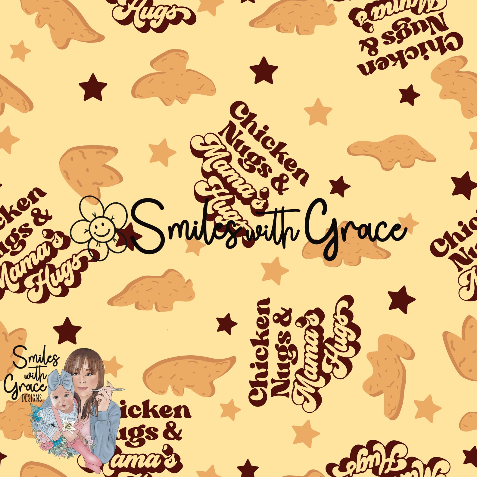 Chicken Nugs & Mama Hugs Seamless File - Etsy