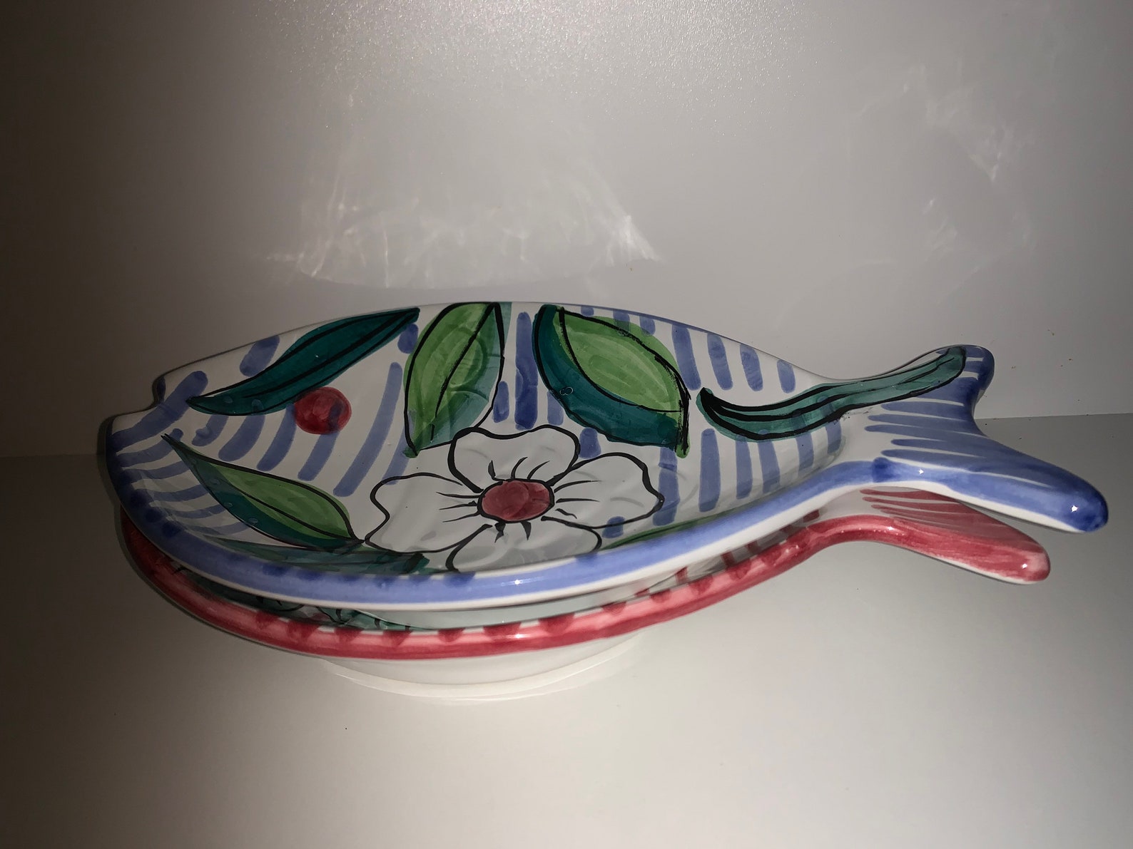 SET of Italian Vintage Hand-painted Fish-shaped Bowl Platter - Etsy