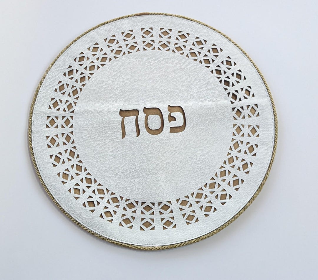 Modern Matzo Cover for Passover Seder Laser Cut Genuine White Leather W ...