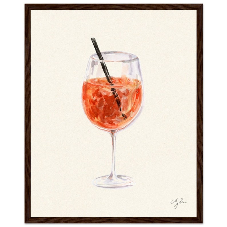 Aperol Spritz Cocktail Original Painting Watercolor Print Illustration ...