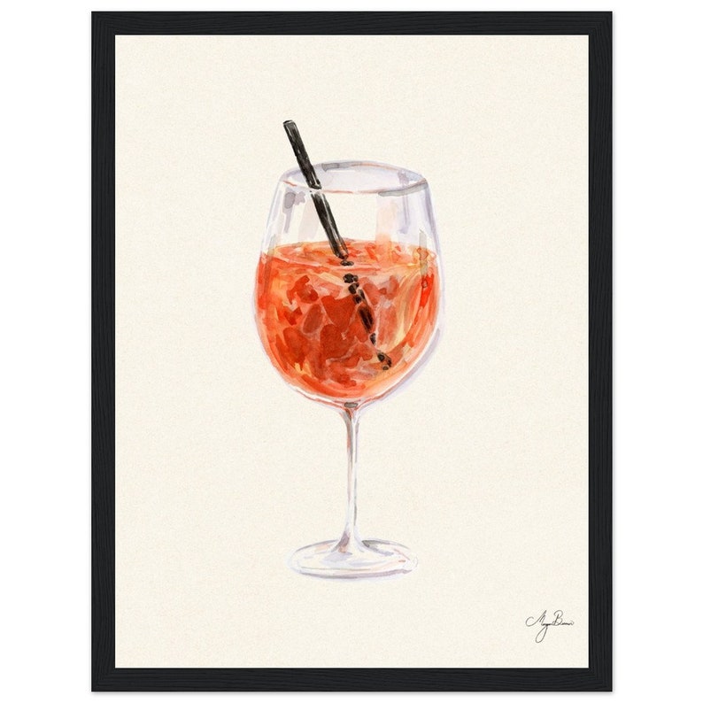 Aperol Spritz Cocktail Original Painting Watercolor Print Illustration ...