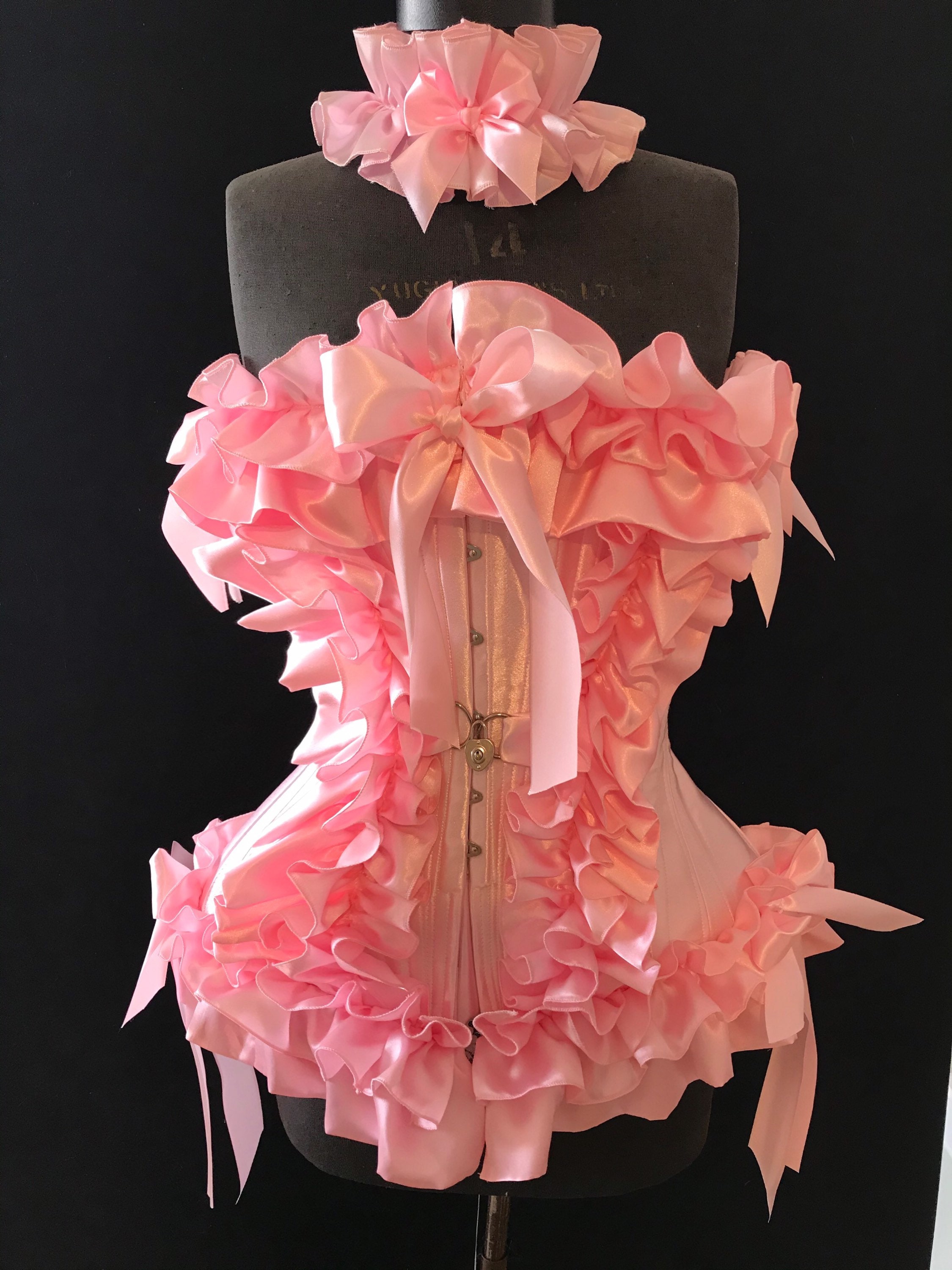 Sissy Satin Lockable Corset For An Hourglass Feminine Figure A Rare